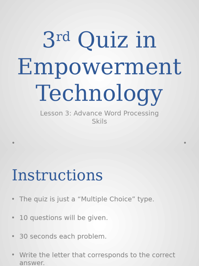3rd Quiz in Etech Ms Word | PDF