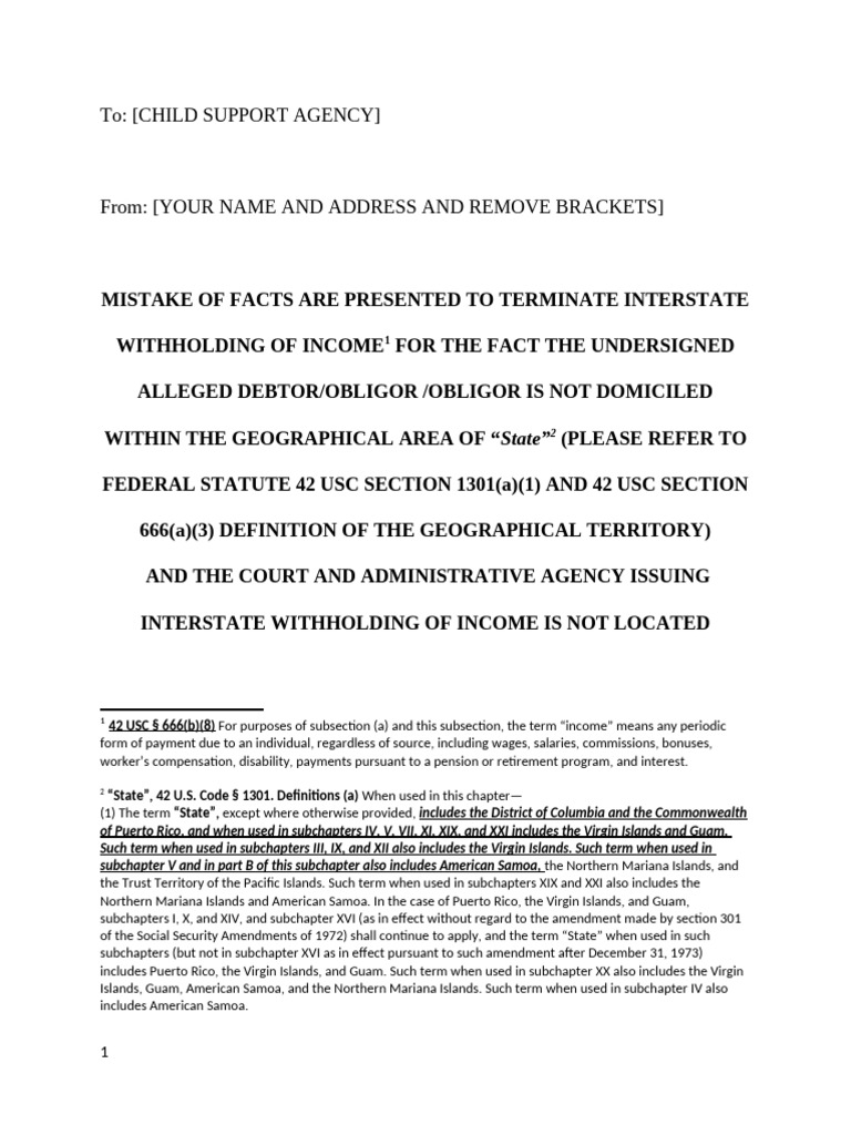(3a) Mistake of Fact Income Withholding Response To Interstate Income ...
