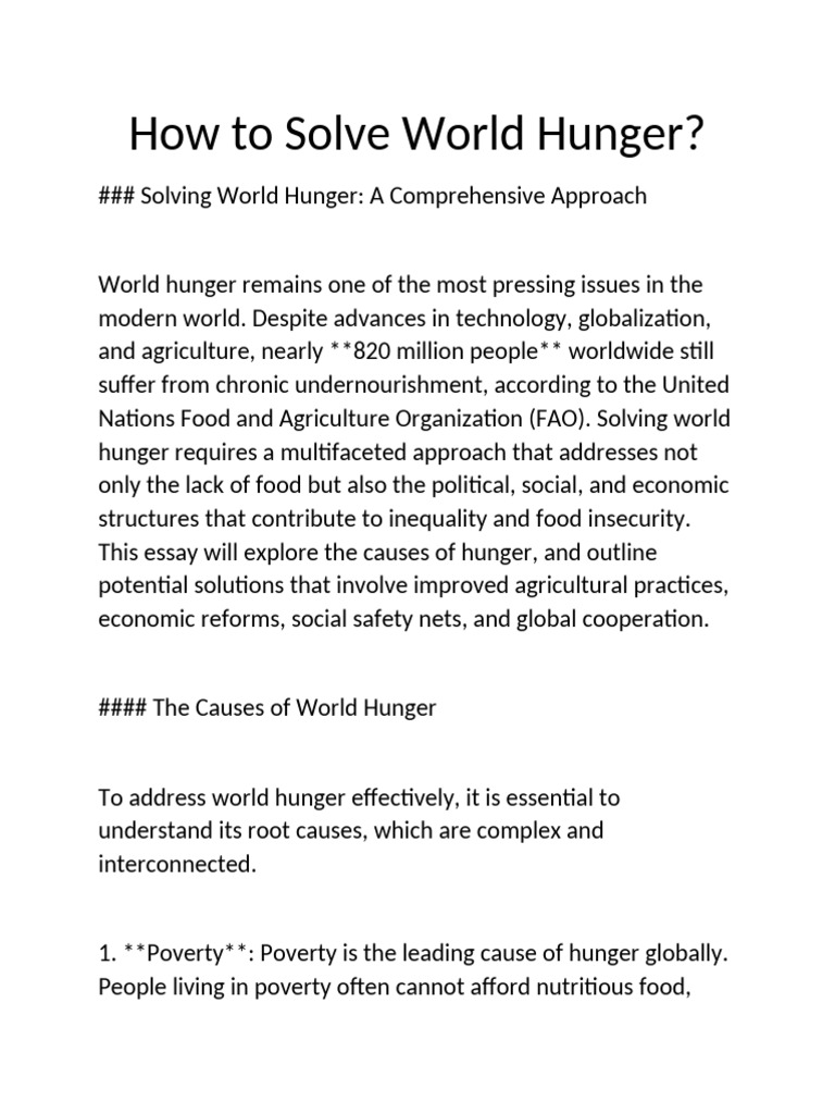 How To Solve World Hunger | PDF