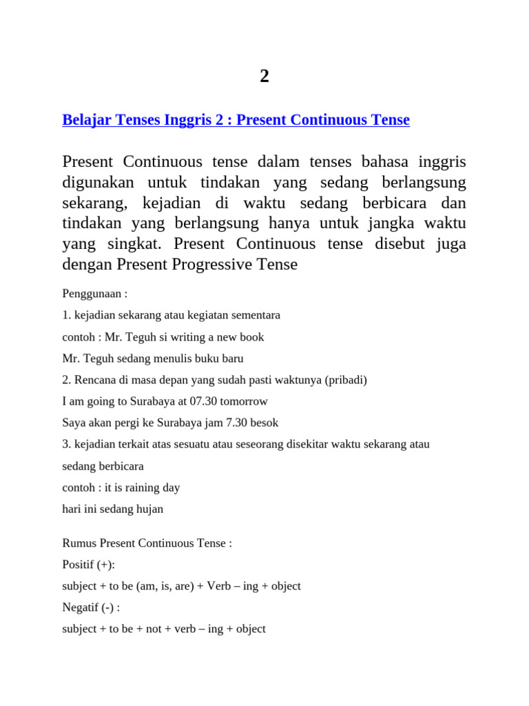 2. Present Continuous Tense | PDF