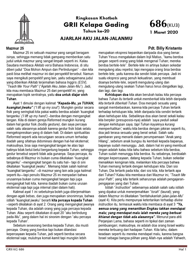 GRII - Mazmur 25 | PDF