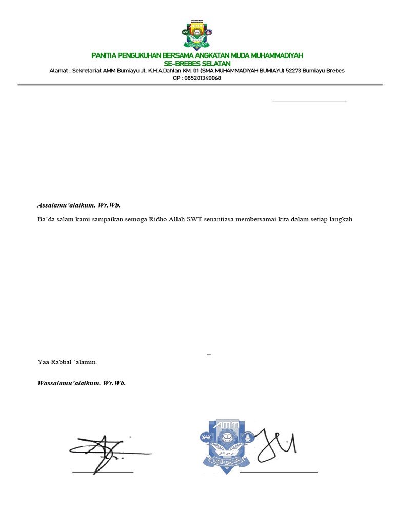 Surat Undangan PCM, PCA, PCPM Lama, PCNA Lama, MPKSDI Cabang, PR IPM Bumiayu, Kepsek Mutu Bumi | PDF