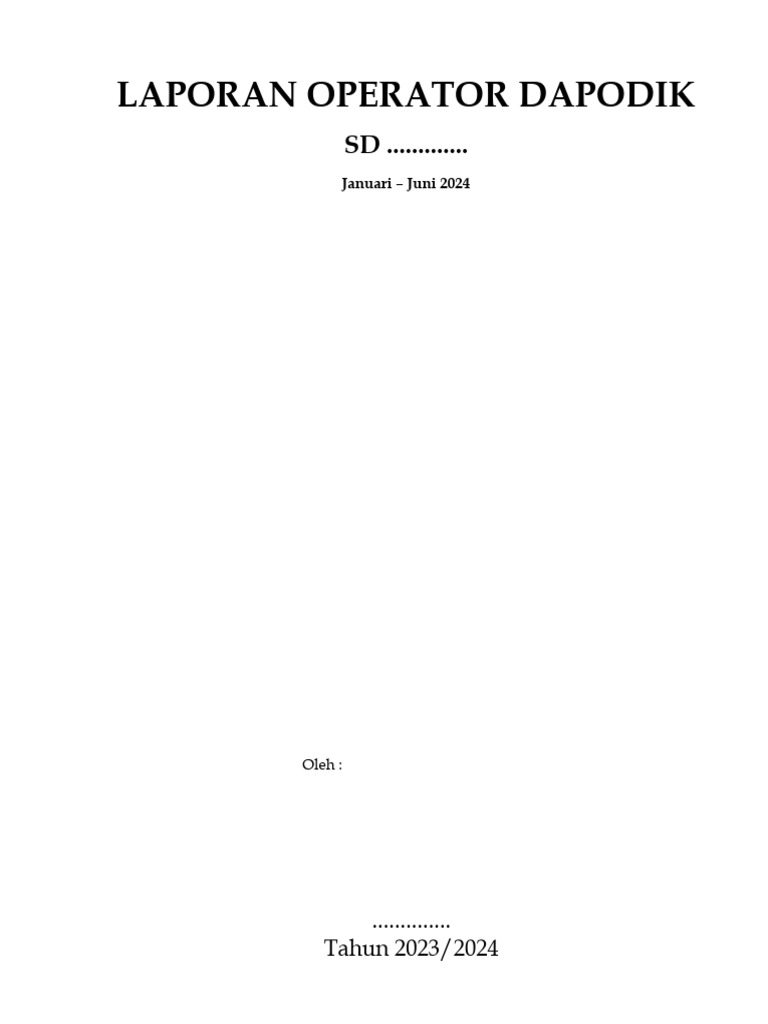 Bukti Dukung Laporan Operator Dapodik Pdf