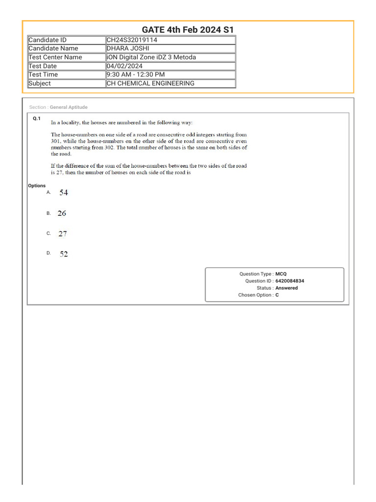 GATE 2024 Chemical Engineering MCQs | PDF | Multiple Choice ...