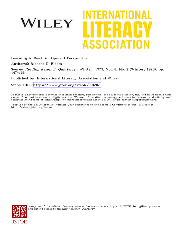 Operant Conditioning Learning To Read | PDF