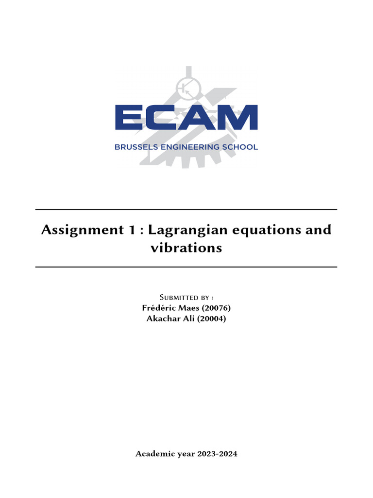 Lagrangian Mechanics and Vibrations | PDF