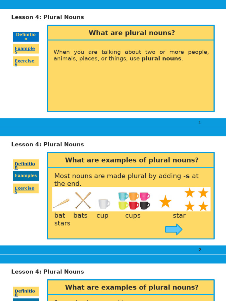 Lesson 4 - Plural Nouns | PDF | Plural | Linguistic Typology