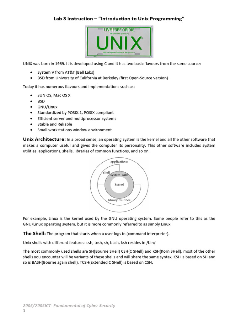 7905ICT Mod 1 1 Workshop Acti3 UnixIntro | PDF | Operating System | Computers