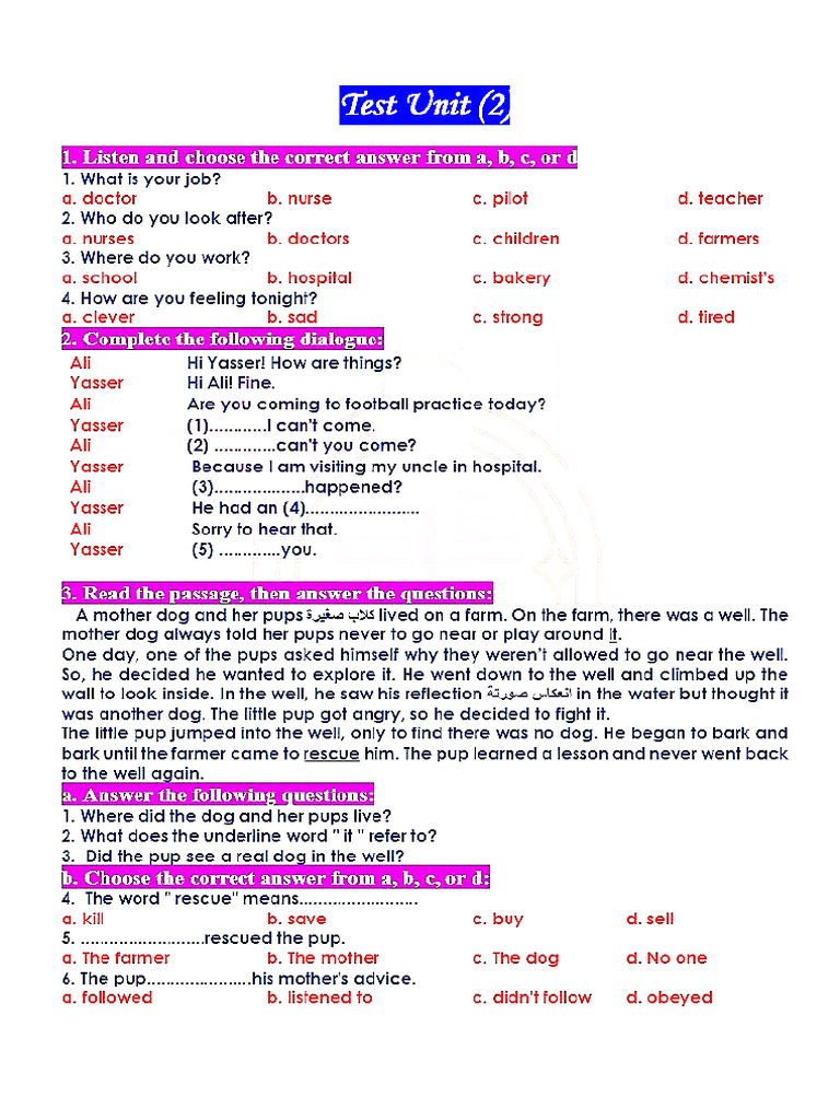 Prep 2 - Test 2 | PDF