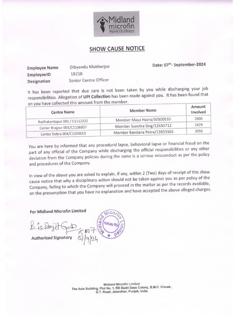 SCN Letter Dibyendu Mukherjee 18218 | PDF