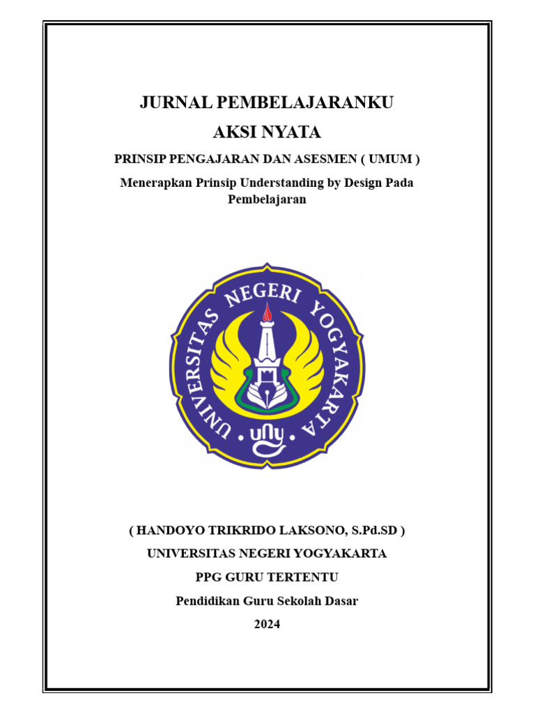 Jurnal Pembelajaranku Menerapkan Prinsip Understanding by Design Pada Pembelajaran | PDF