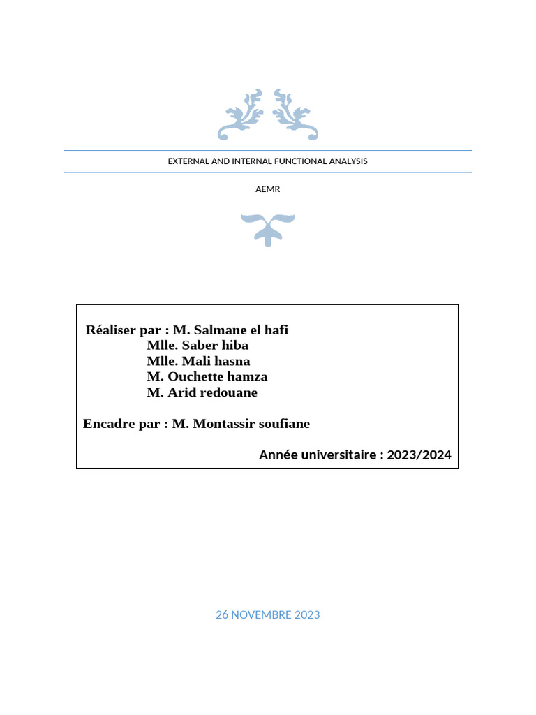 Réaliser Par: M. Salmane El Hafi Mlle. Saber Hiba Mlle. Mali Hasna M. Ouchette Hamza M. Arid ...