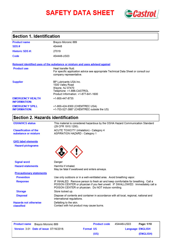 Castrol 27019aepl Brayco Micronic 889 Synthetic Dielectric Coolant 5 ...