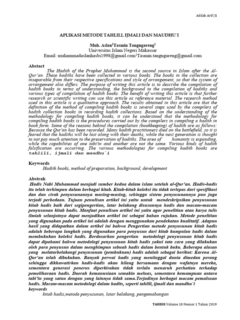 aslan jurnal hadits | PDF