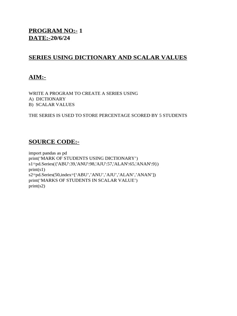 Python Series Operations and DataFrames | PDF | Integer (Computer Science) | Computers