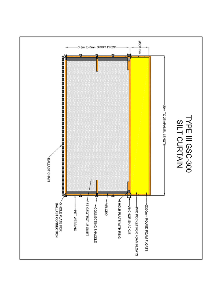Type 3 Silt Curtain Drawing General Layout | PDF