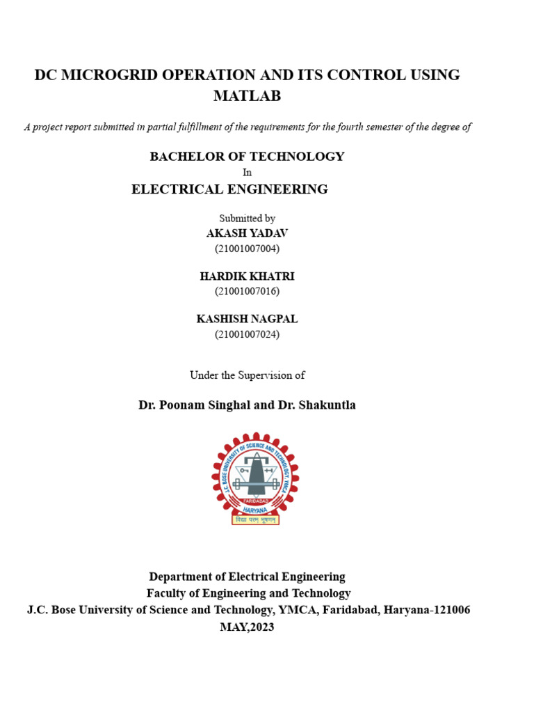 DC Microgrid Operation and Its Control Using Matlab: Electrical Engineering | PDF