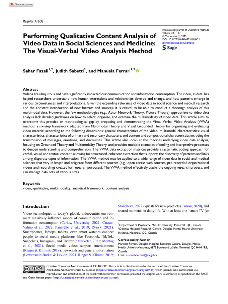 Performing Qualitative Content Analysis of Video Data in Social ...