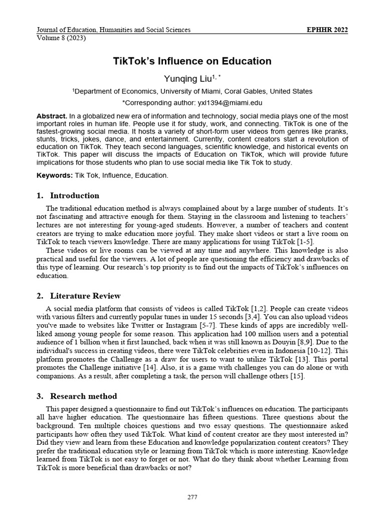 TikToks Influence On Education | PDF