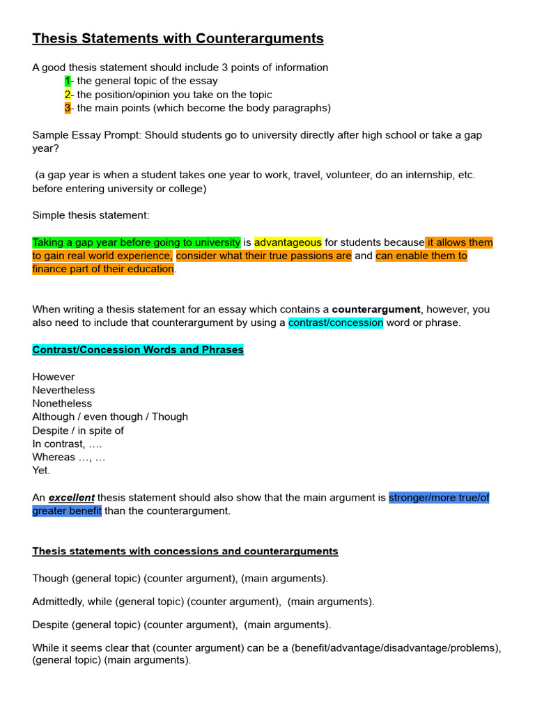 Thesis Statements | PDF