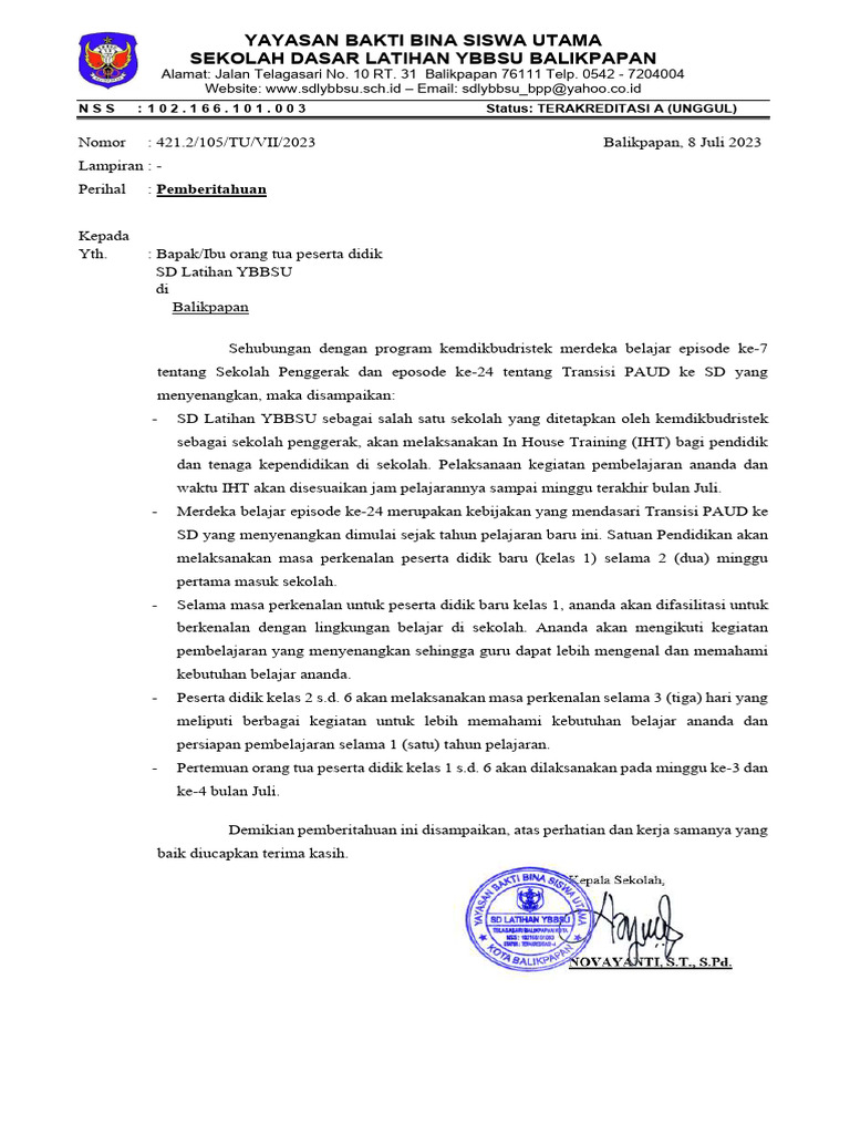 Pemberitahuan MPLS 2023 | PDF