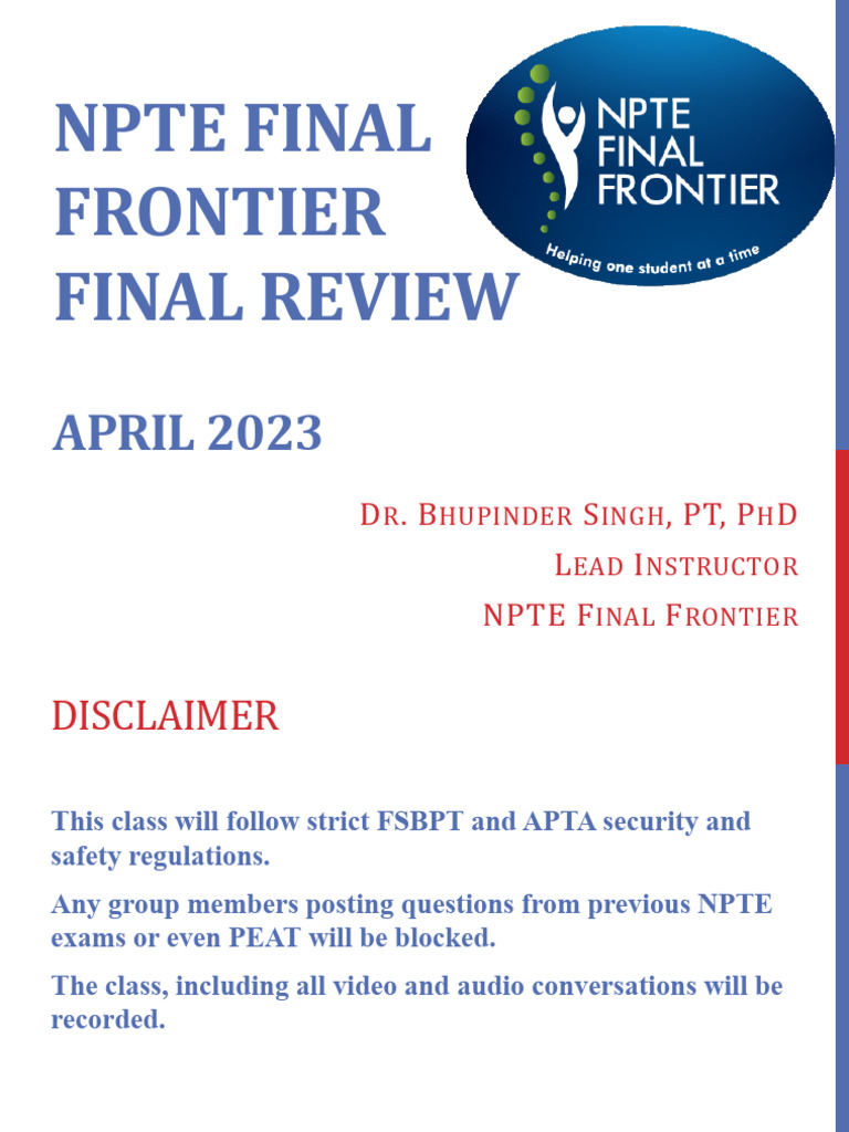 NPTE Final Frontier Review April 2023 | PDF | Sensitivity And ...