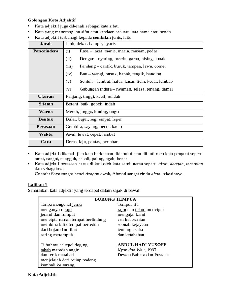 Golongan Kata Adjektif | PDF