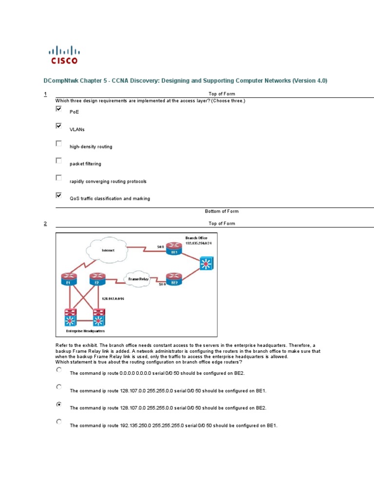 Dcompntwk Chapter 5 Ccna Discovery Designing And Supporting Computer