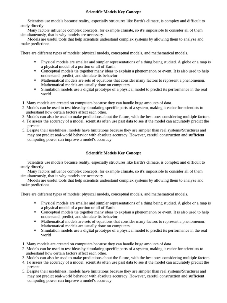 Scientific Models Key Concept | PDF