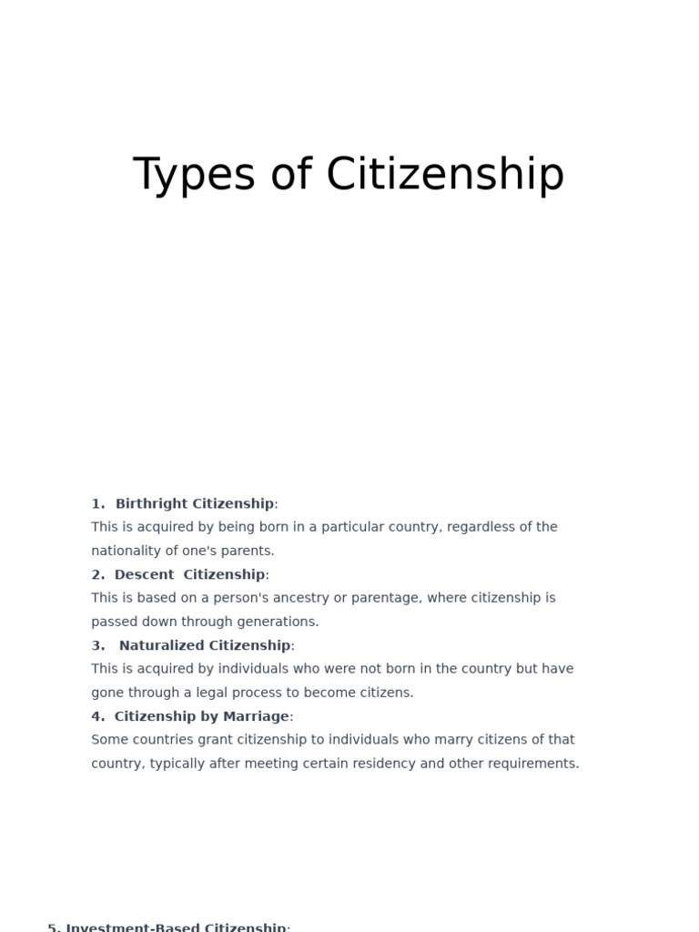 Types of Citizenship | PDF