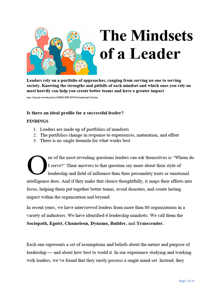 Mindsets of A Leader | PDF