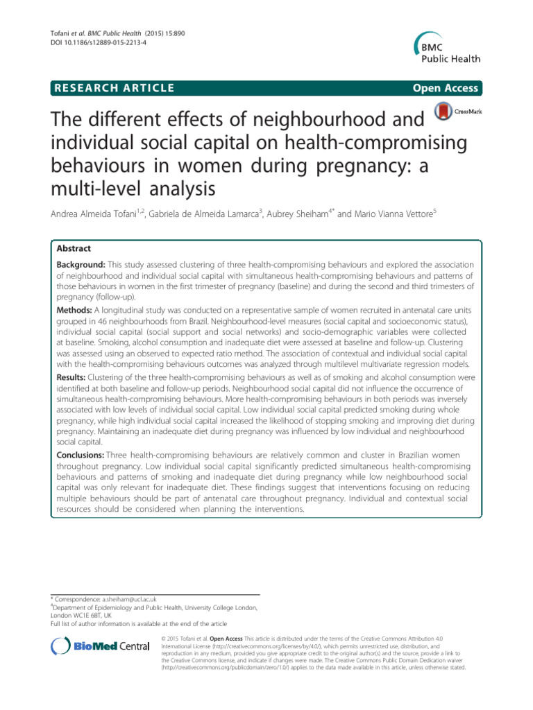 The Different Effects of Neighbourhood and Individual Social Capital On ...