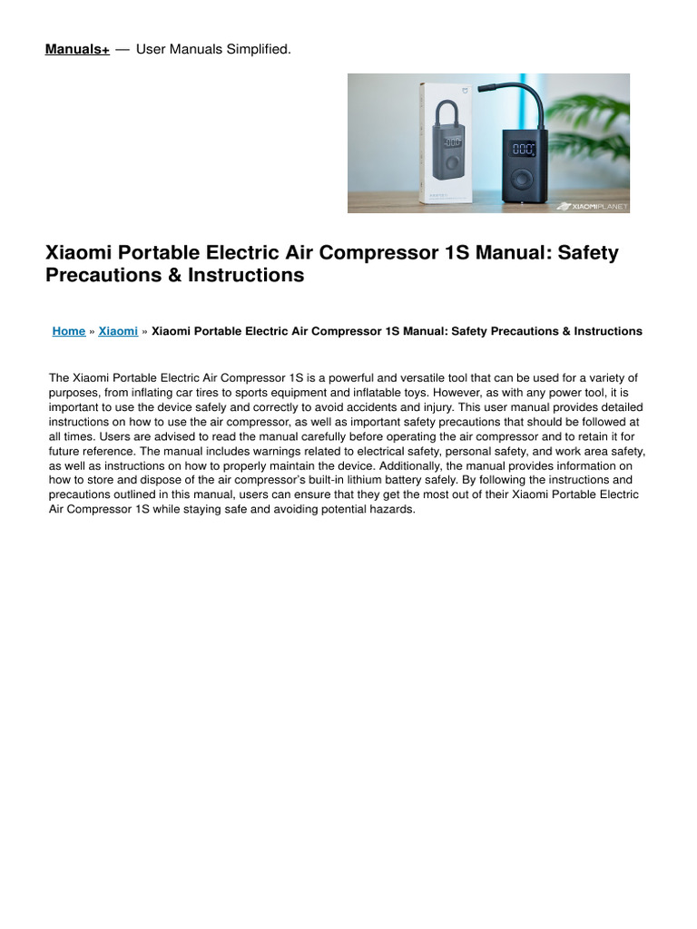 Electric Inflation Pump User Manual | PDF