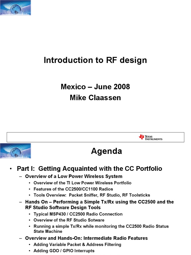 Techday - Introduction To RF Design | PDF | Modulation | Broadcasting