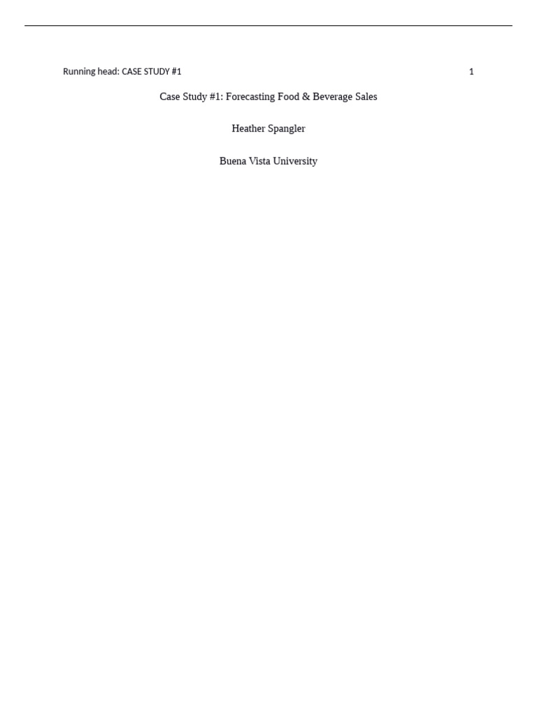 Case Study 1 Forecasting Food and Beverage Sales | PDF
