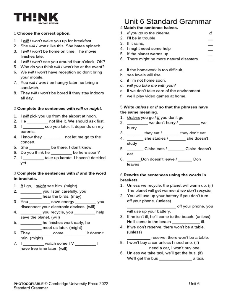 Thk2e BrE L2 Grammar Standard Unit 6 | PDF