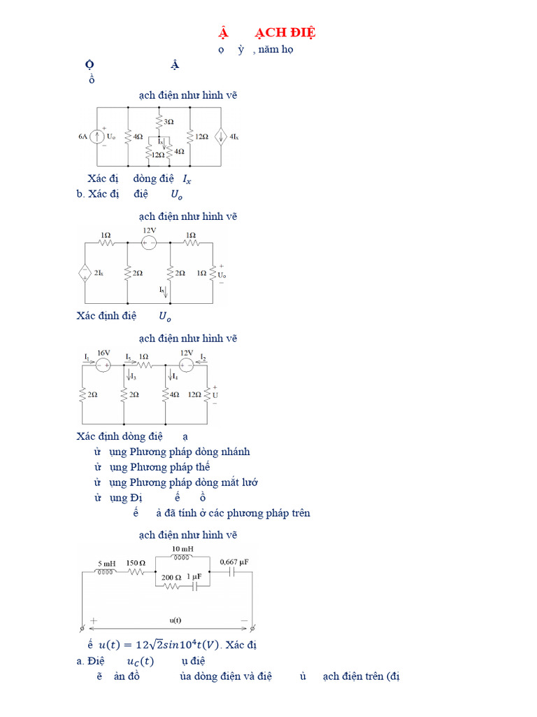 Bai Tap Mach Dien KC346 (HK2, 2022-2023) - Sending To Students | PDF