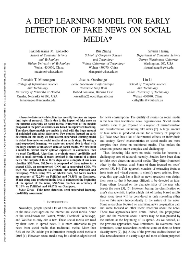 A Deep Learning Model For Early Detection of Fake News On Social Media ...