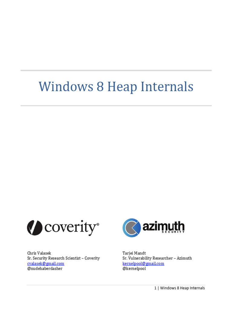 Windows 8 Heap Internals (2012) | PDF