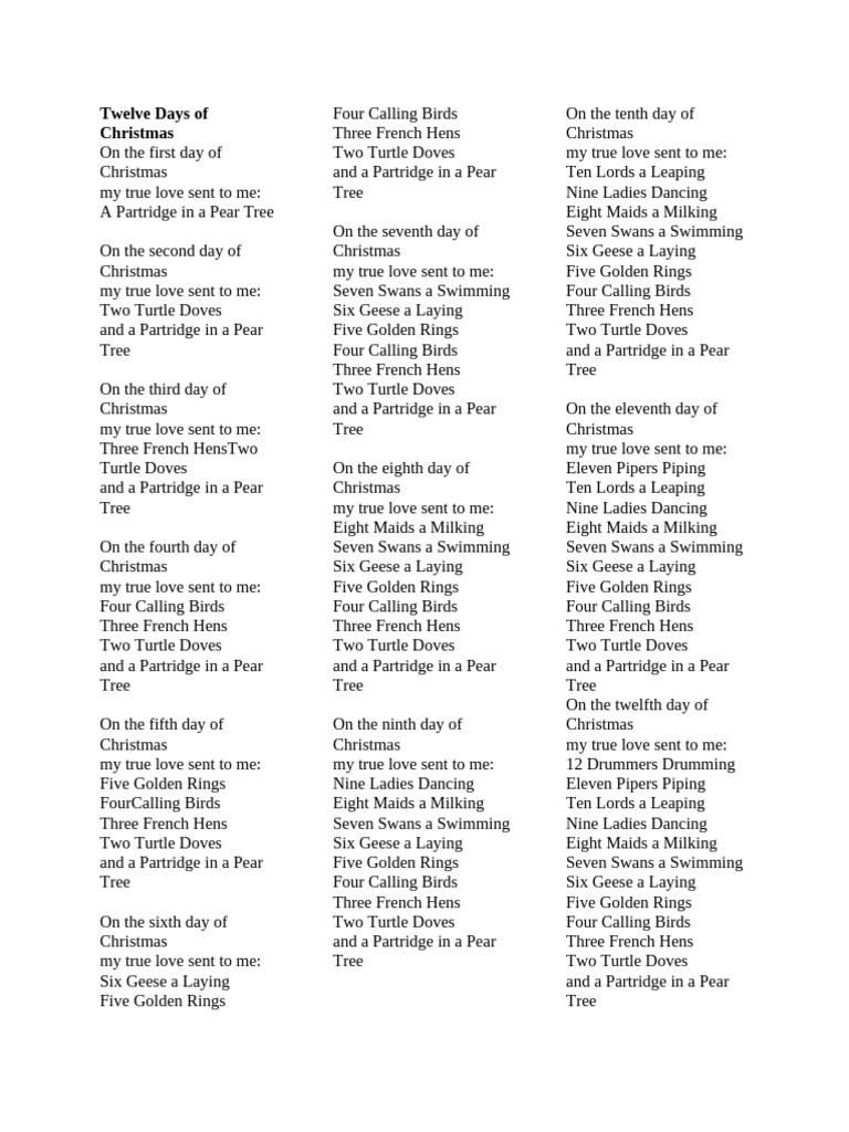 Twelve Days of Christmas | PDF