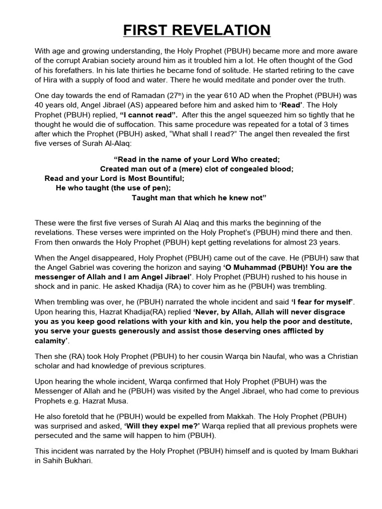 Notes On First Revelation Pdf