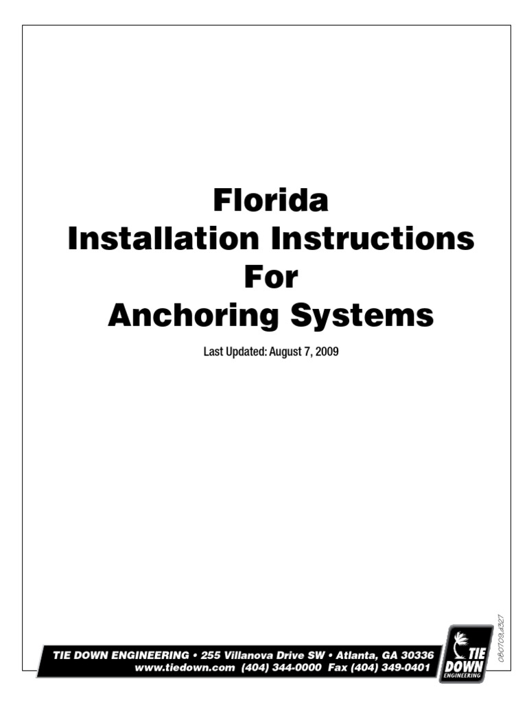 Florida Installation Instructions For Anchoring Systems: Last Updated ...