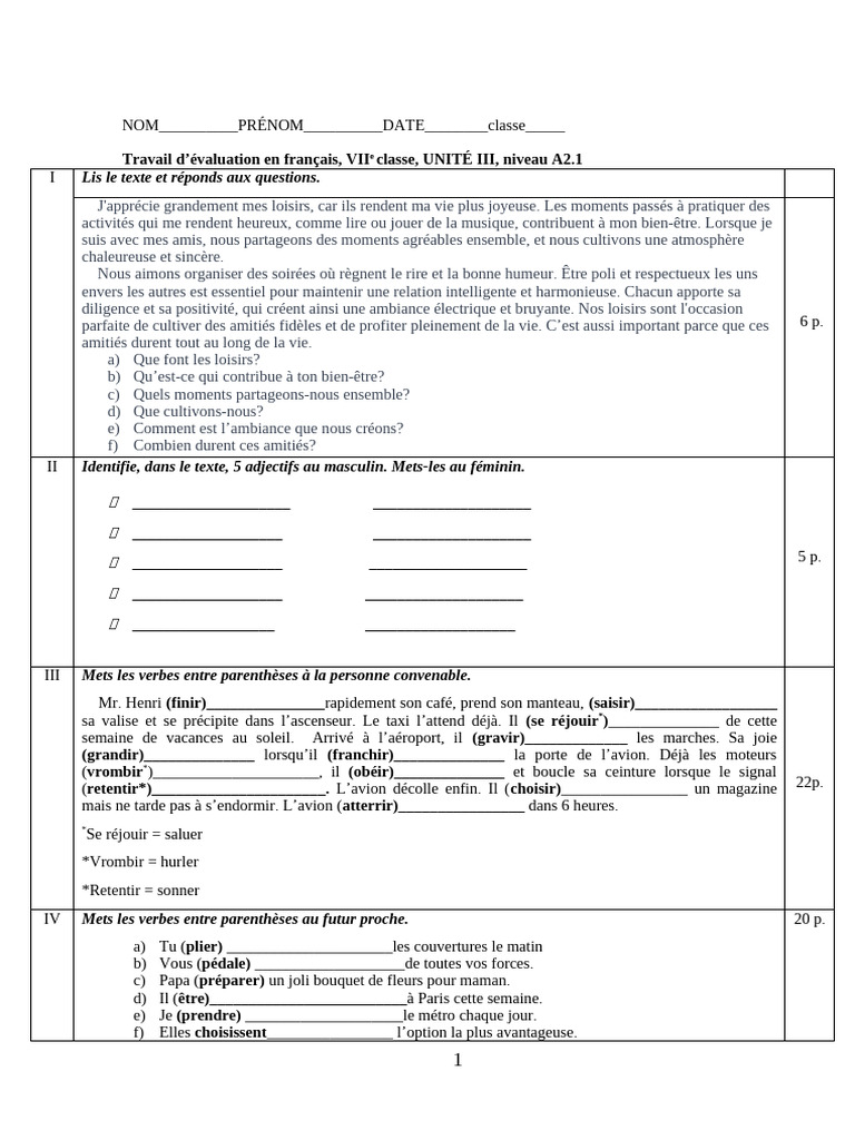 VII Test Unite III | PDF