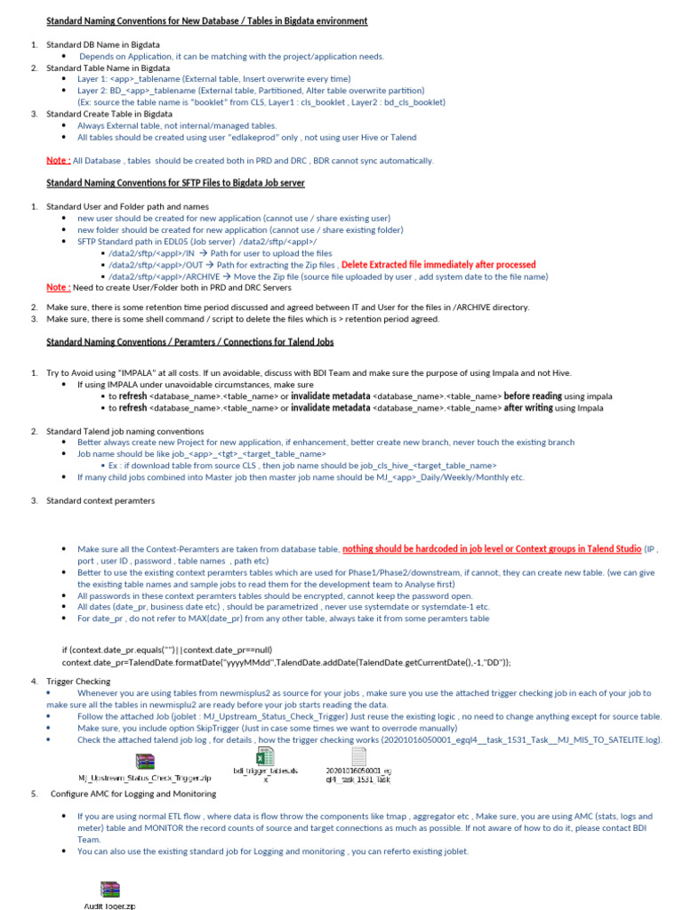 Standard Naming Conventions and Talend Job Contexts New | PDF