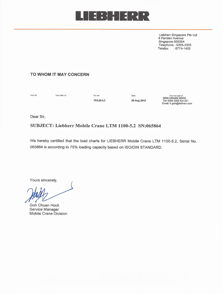 Liebherr Cranes - Load Chart at 75% Capacity | PDF