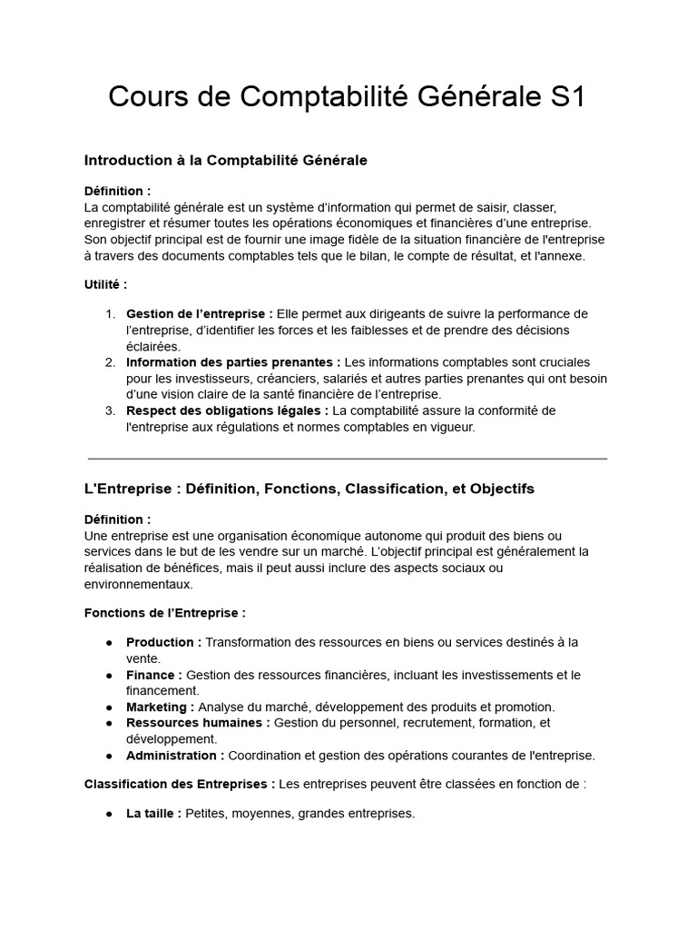 Resume de La Comptabilité | PDF