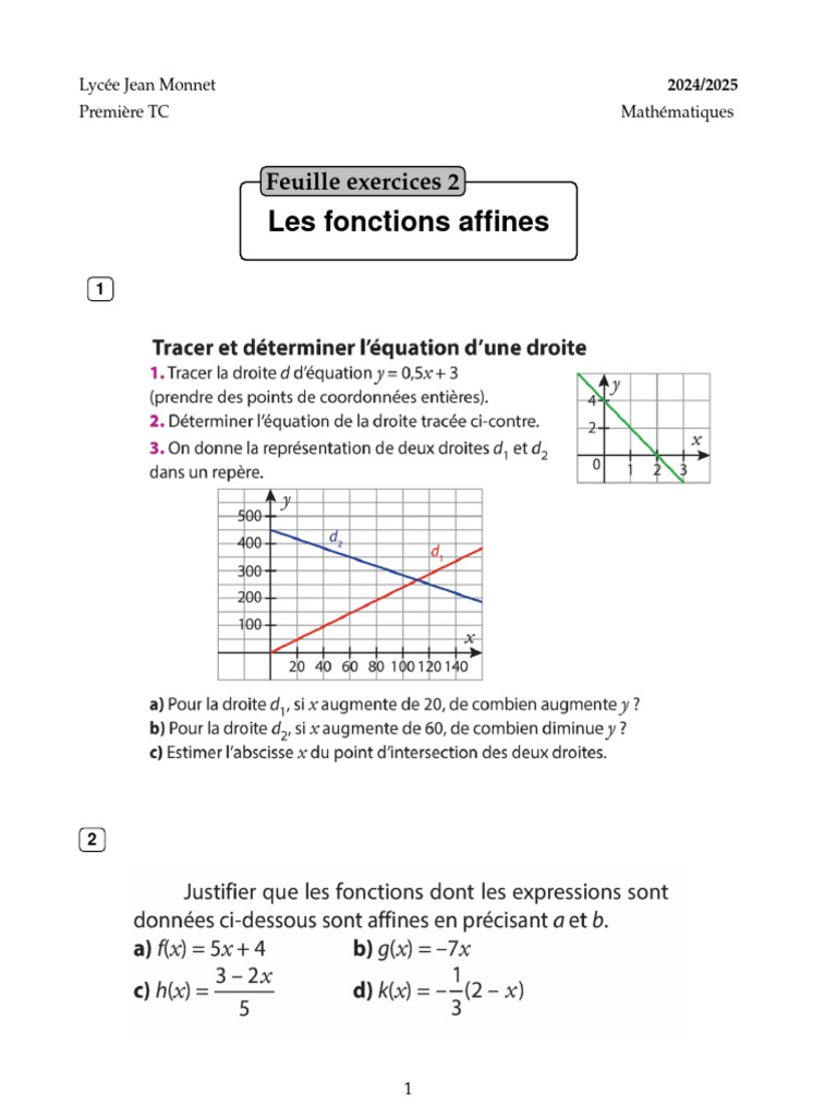Exercices Fonctions | PDF