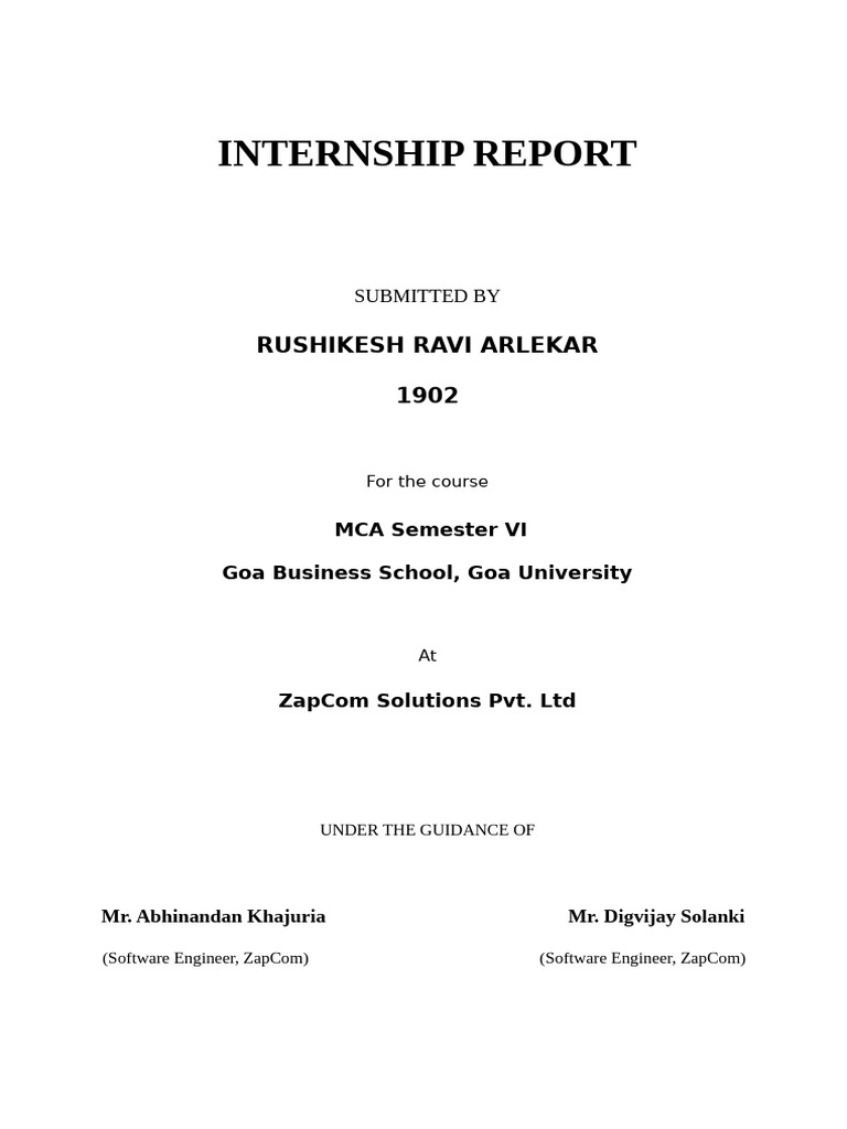 Zapco Intership Report | PDF