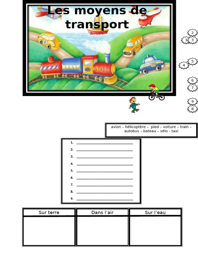 Les Moyens de Transport Exercice | PDF