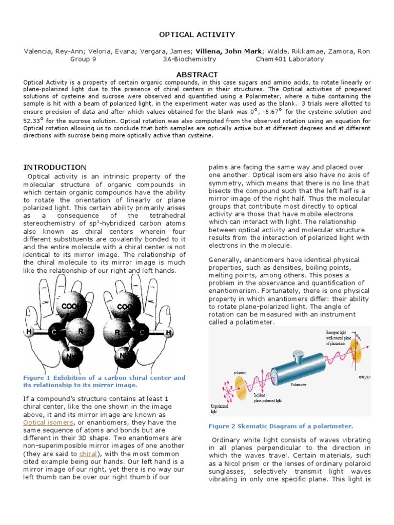 Optical Activity | PDF | Chirality (Chemistry) | Polarization (Waves)